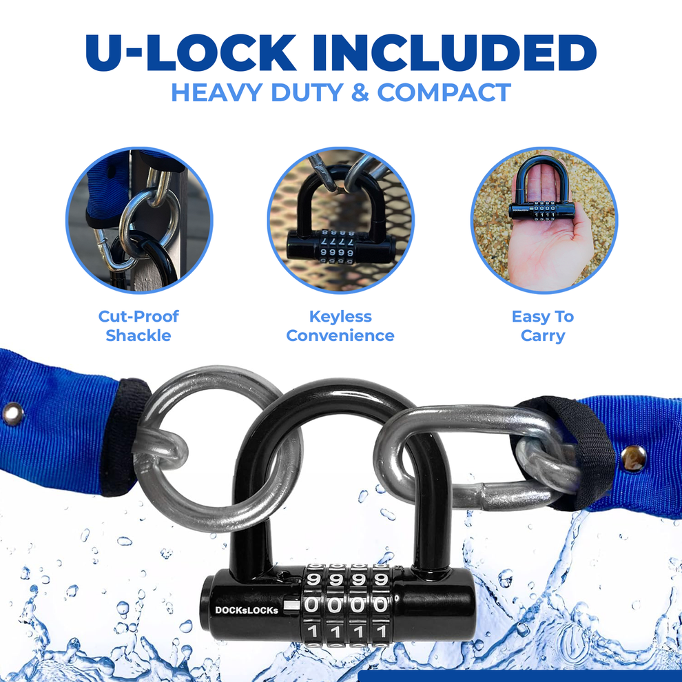 DocksLocks® Heavy Duty Cinch Style 8mm Security Chain - (3ft, 6ft or 1