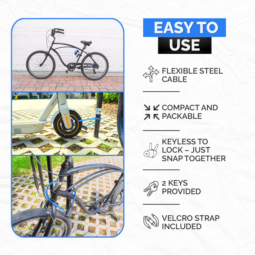 DocksLocks® Bike and Scooter Security Cable Lock with Key Lock