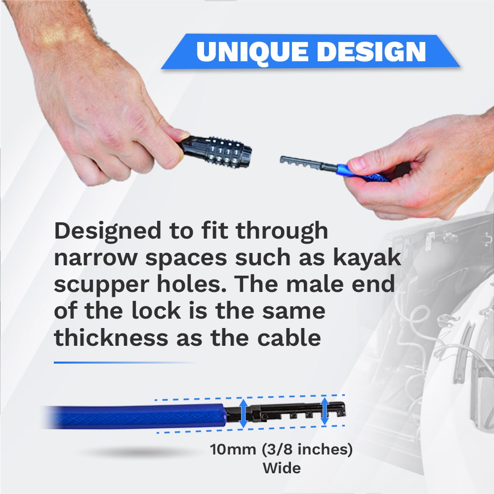 DocksLocks® Anti-Theft Weatherproof Coiled Security Cable with Re-sett