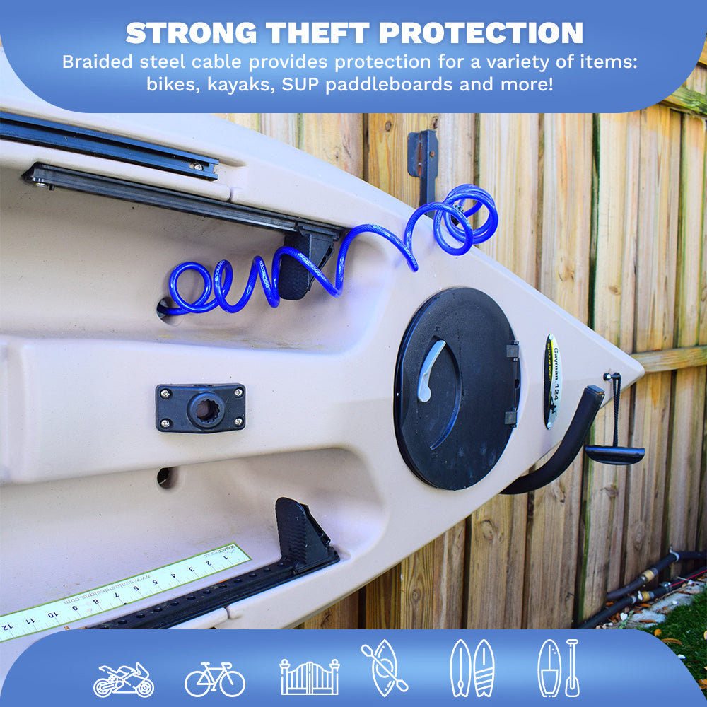 DocksLocks® Anti-Theft Weatherproof Coiled Security Cable with Re-sett
